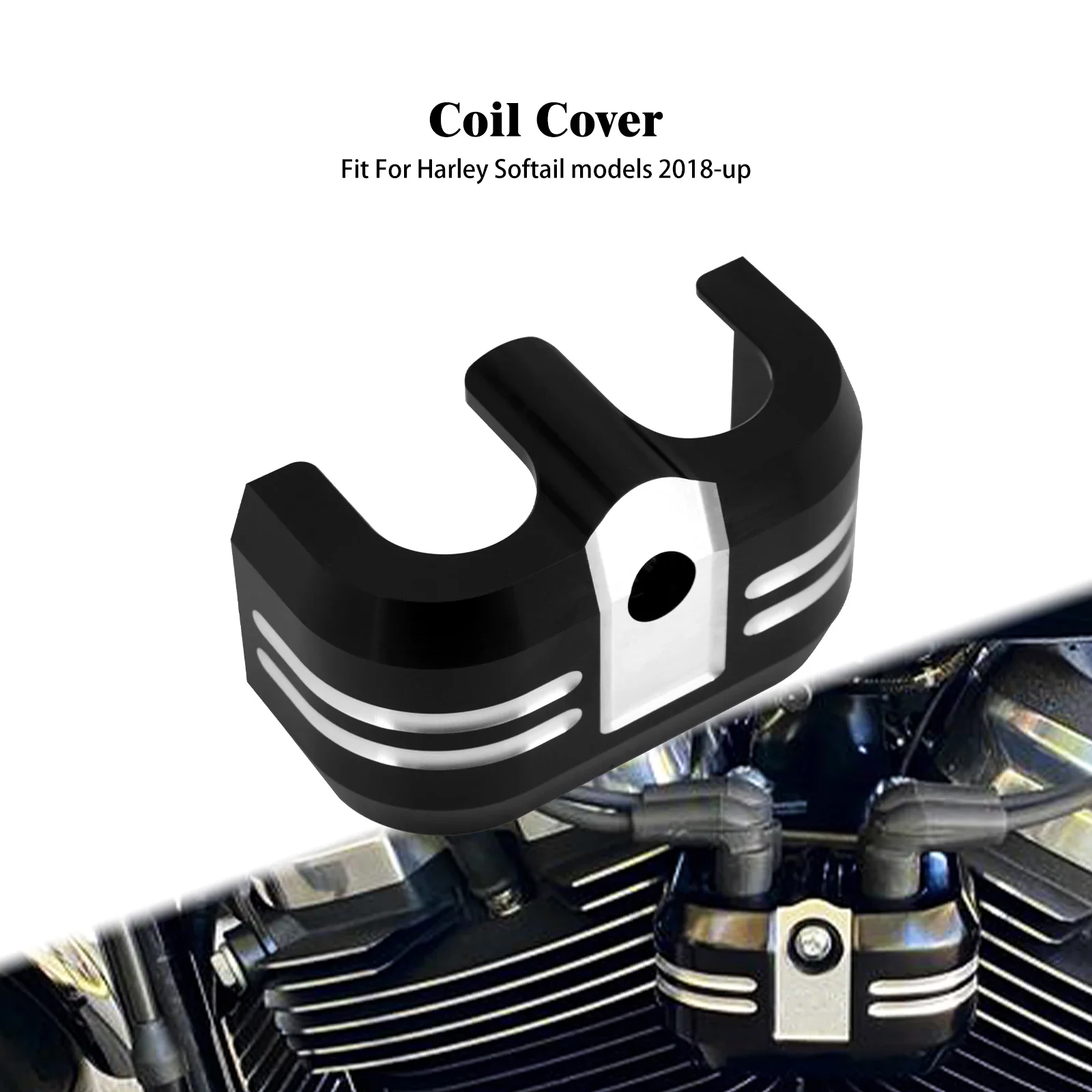 Motorcycle-Ignition-Coil-Cover-Black-Chrome-Trim-For-Harley-Softail ...