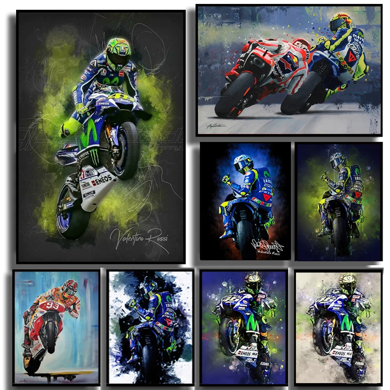 Valentino-Rossies-Motorcycle-Racer-Poster-Sports-Car-Racer-Portrait ...