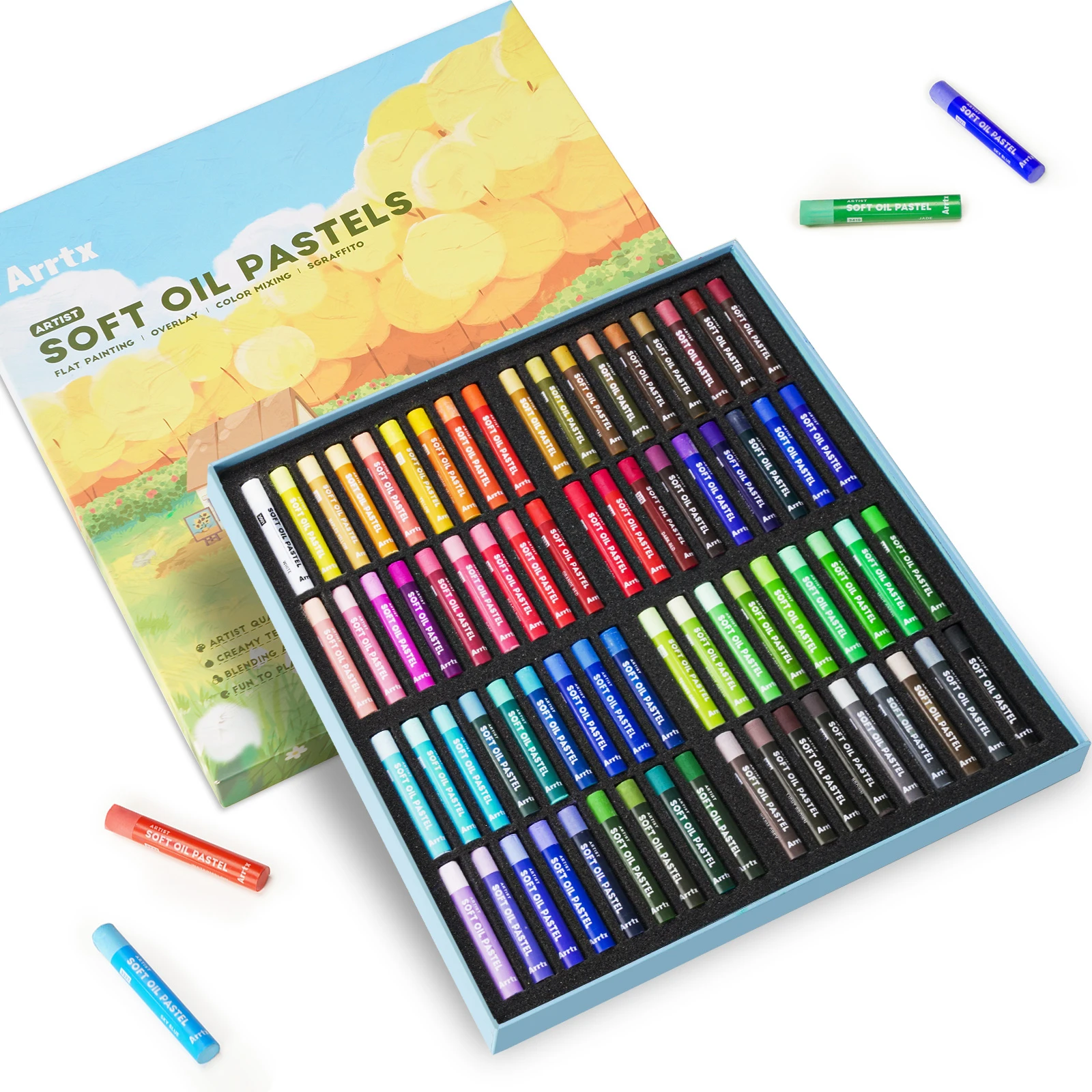 Arrtx 72 Vivid Colors Soft Oil Pastel Pencils Professional Oil Pastel ...