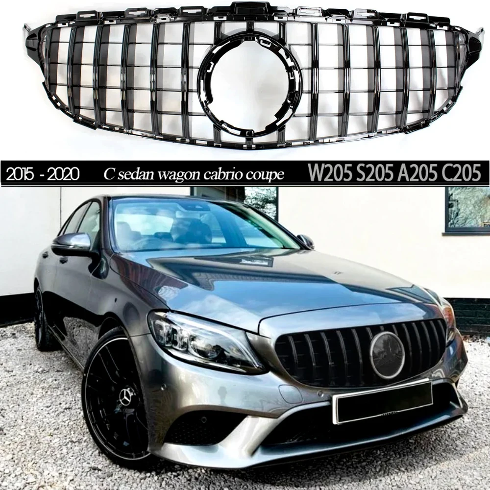 Replacement Front Radiator Grille Diamonds Grill for Mercedes C Class ...
