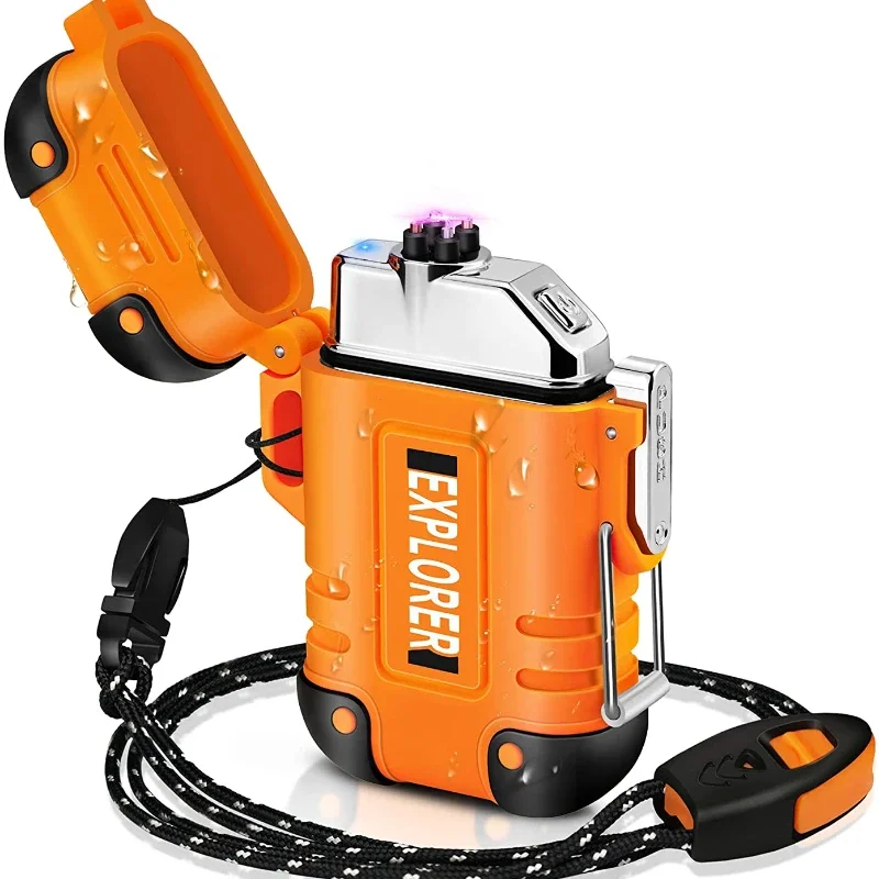 Waterproof-Double-Arc-Lighter-USB-Rechargeable-Windproof-Plasma-Lighter ...