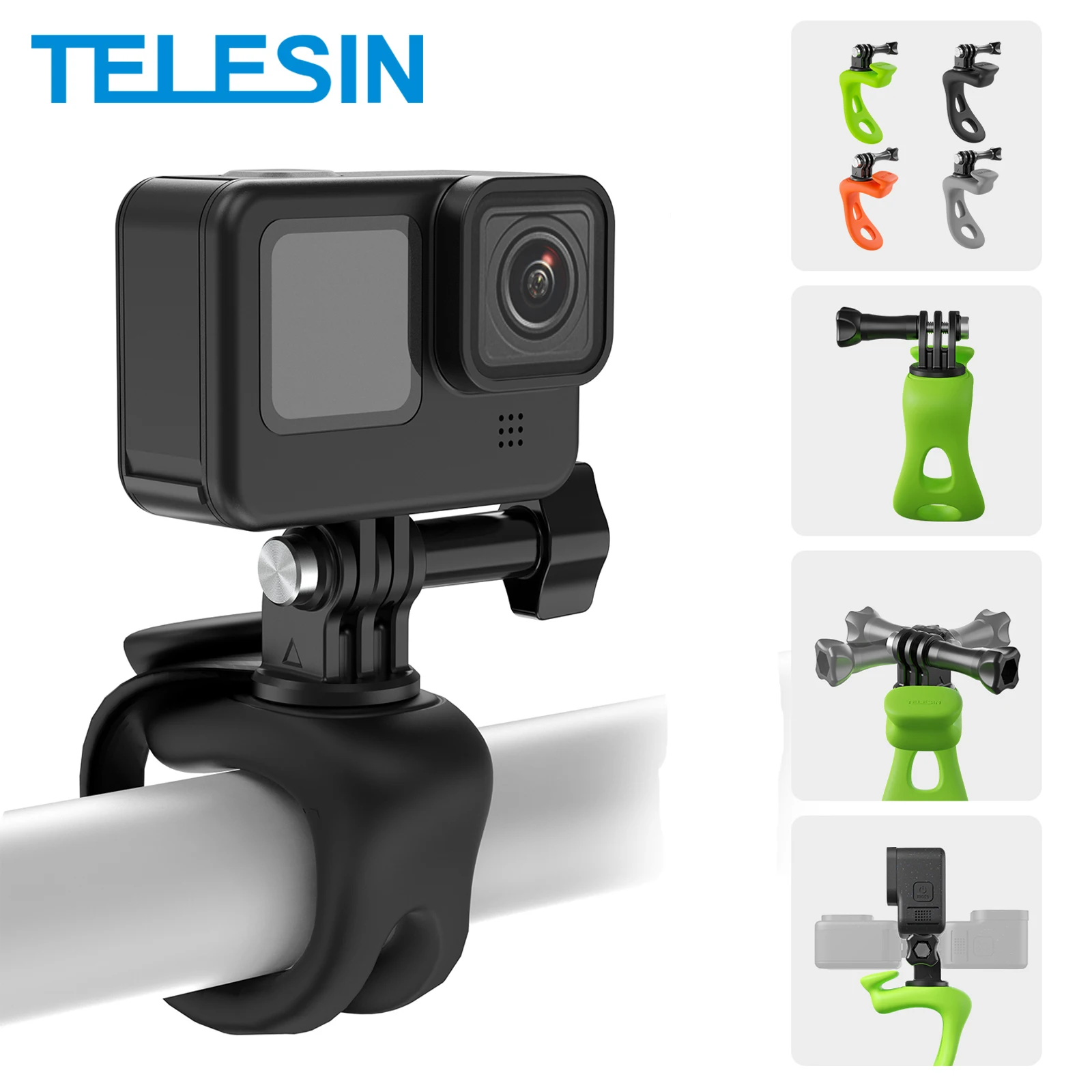 TELESIN-Ajust-vel-Silicone-Action-Camera-Mount-Mini-Suporte-Flex-vel ...