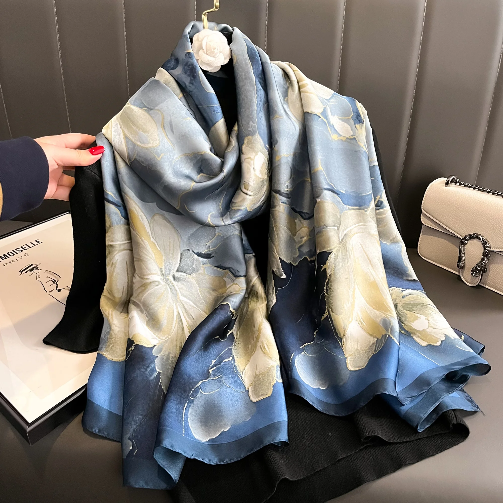 180*90cm Luxury Brand Women Summer Silk Scarves Shawls Lady Wraps Soft ...