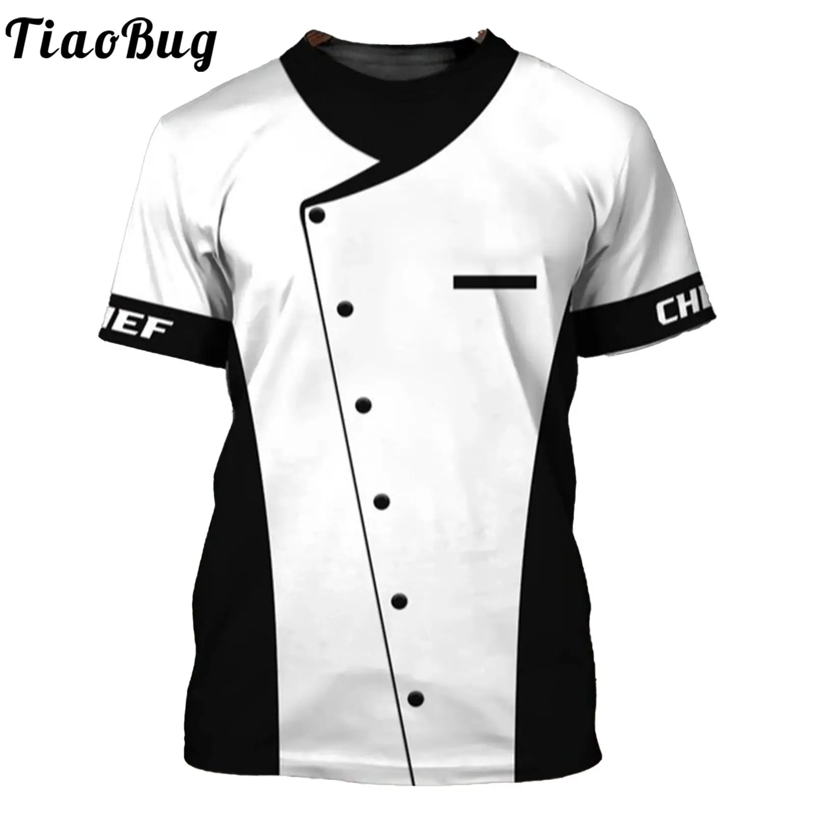 Mens-Restaurant-Kitchen-Tops-Costume-Stylish-Print-Contrast-Color-Chef ...