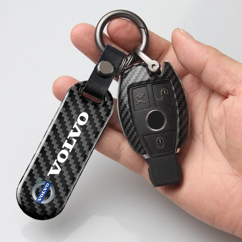 Metal Car Key Chain Key Ring Carbon Fiber Keychain Interior For Volvo ...