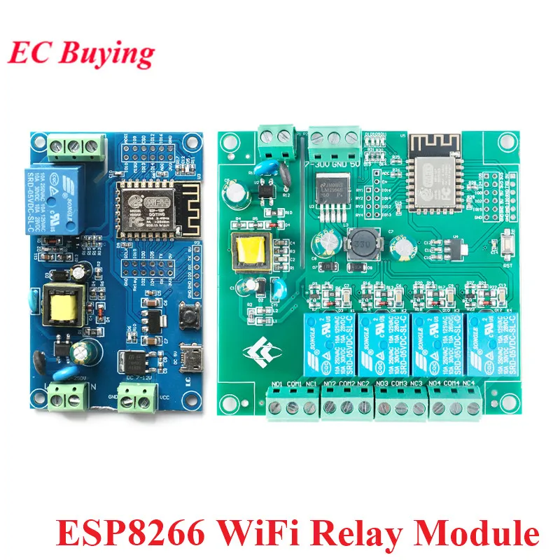 ESP8266-1-4-Way-Channel-AC-90-250V-DC-7-30V-Wifi-Wireless-Relay-Module ...