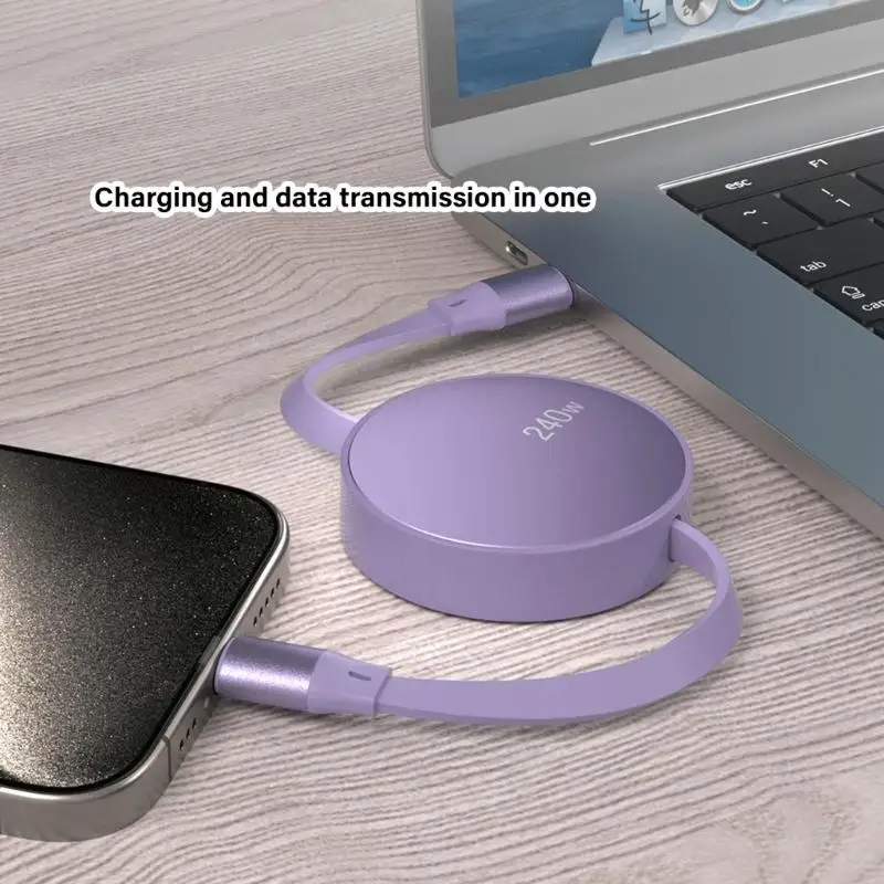Retractable USB C to USB C Power Cable 240W Fast Charging 480Mbps Data ...