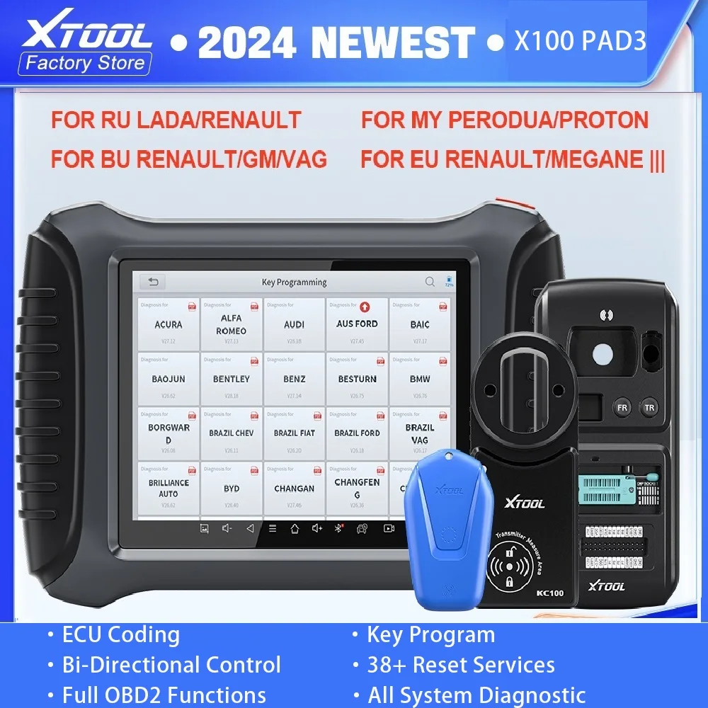 XTOOL X100 PAD3 Professional Key Programmer All System Diagnosis Tools ECU Coding With KC501 ...