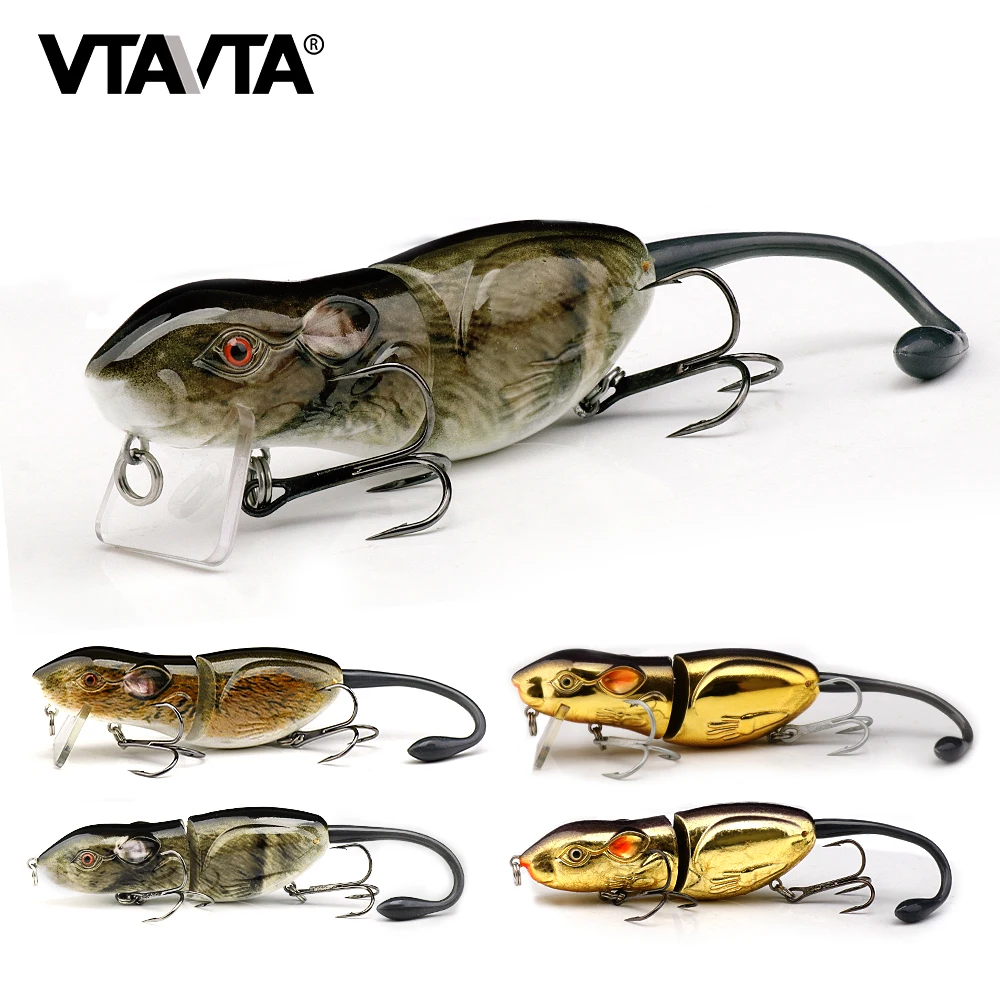 VTAVTA-2-Sections-Mouse-Fishing-Lure-9cm-Hard-Plastic-Wobbling-Rat-Artificial-Minnow-Bait-for ...