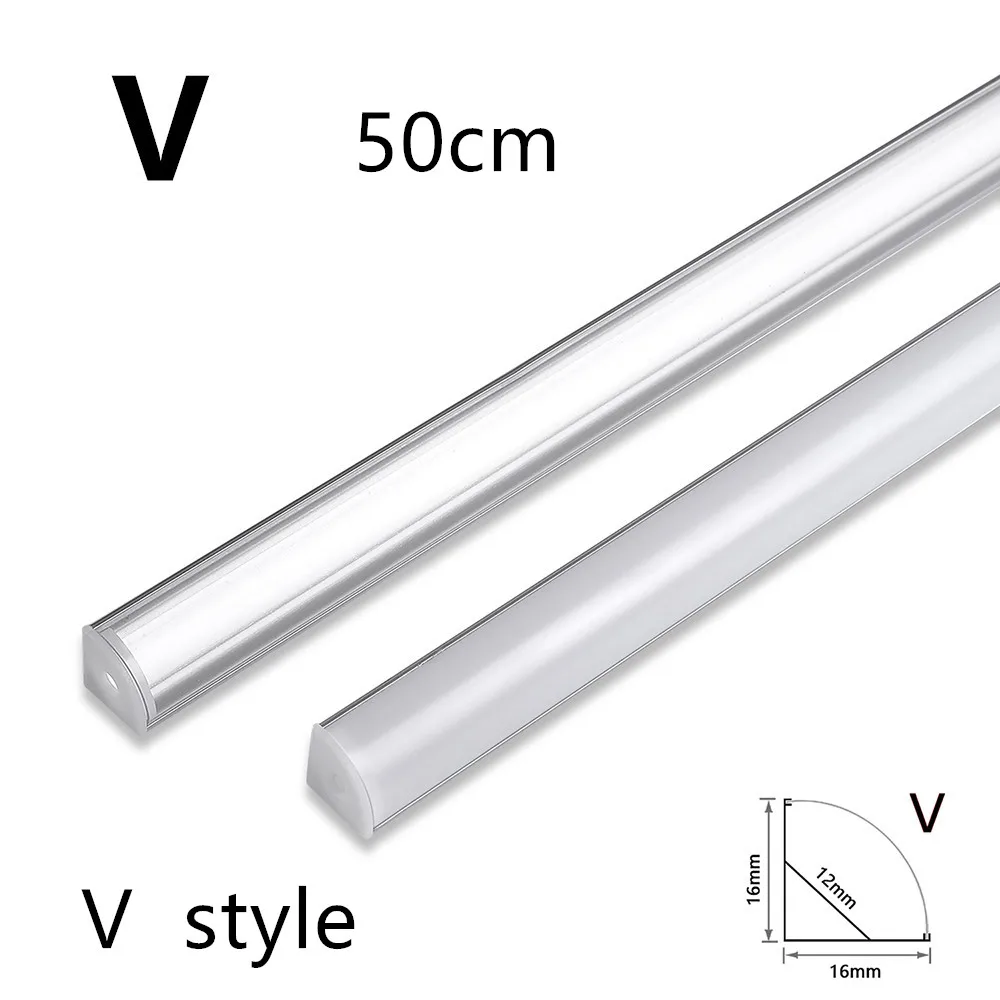 2-25 unids/lote LED 0,5 m ángulo de 45 grados perfil aluminio para 5050 ...