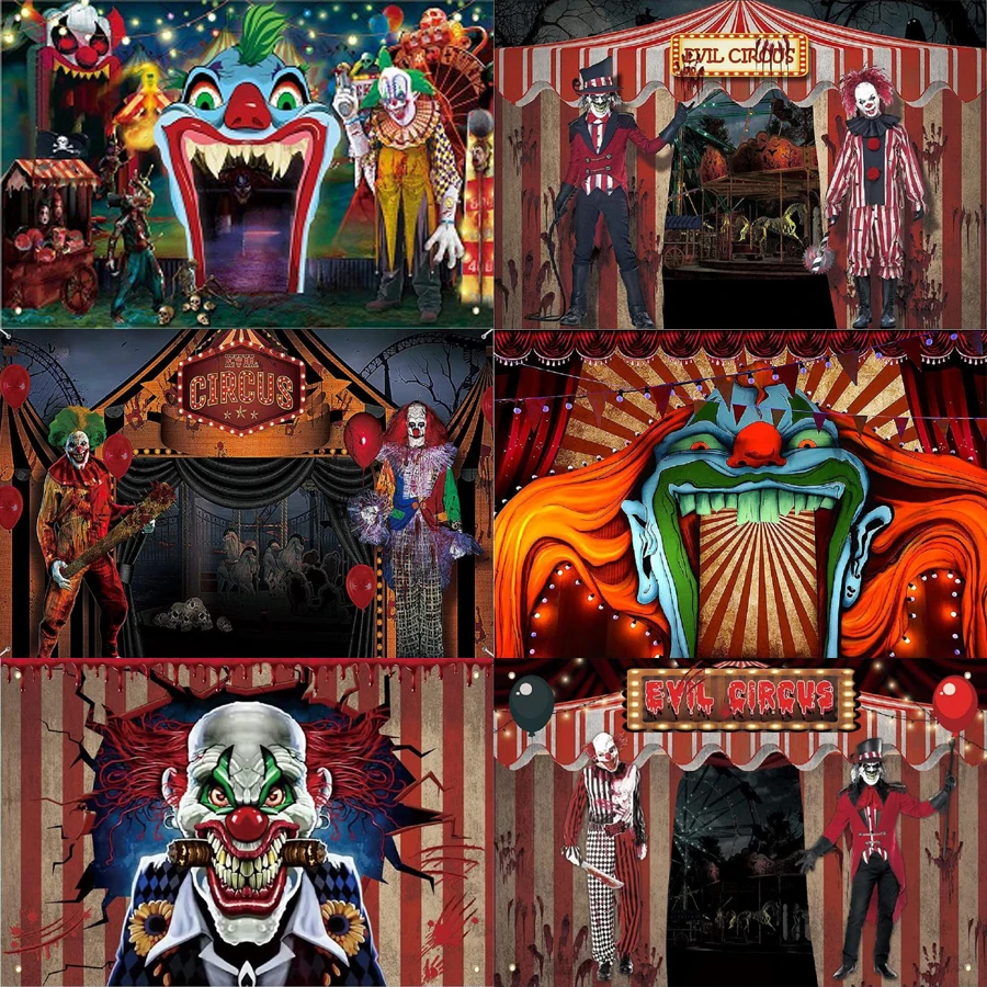 Photography-Backdrop-Horror-Circus-Halloween-Clown-Birthday-Party ...