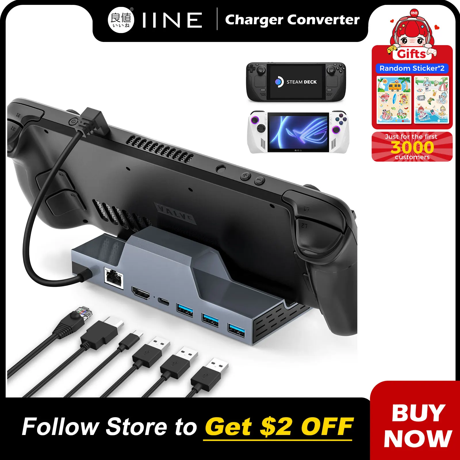 IINE-Steam-Deck-Aluminum-Docking-Station-Multi-function-Charging-Video ...