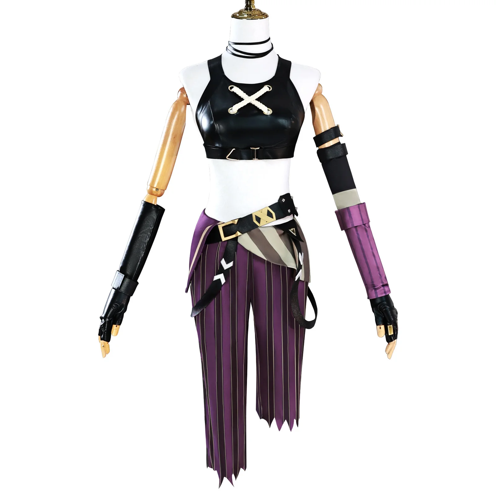 Jinx Cosplay Costume Tops Pants Belt with Gloves Headwear Full Set for ...