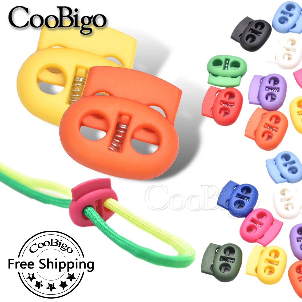 100pcs Plastic Spring Cord Lock Shoes Lace Stopper Toggle Clip Clamp ...