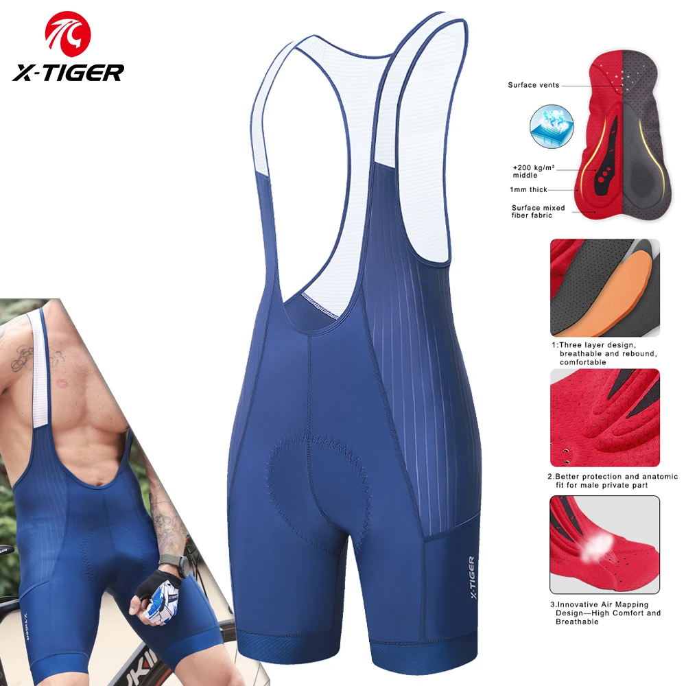 X-TIGER-Blue-Pro-Men-s-Cycling-Bib-Shorts-Bretelle-Cyclist-MTB-Road ...
