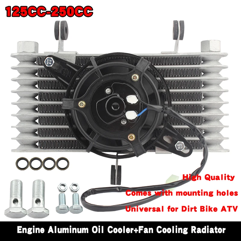 Motorcycle Aluminum 8 Row Cooling Radiator Engine Oil Cooler +Fan ...