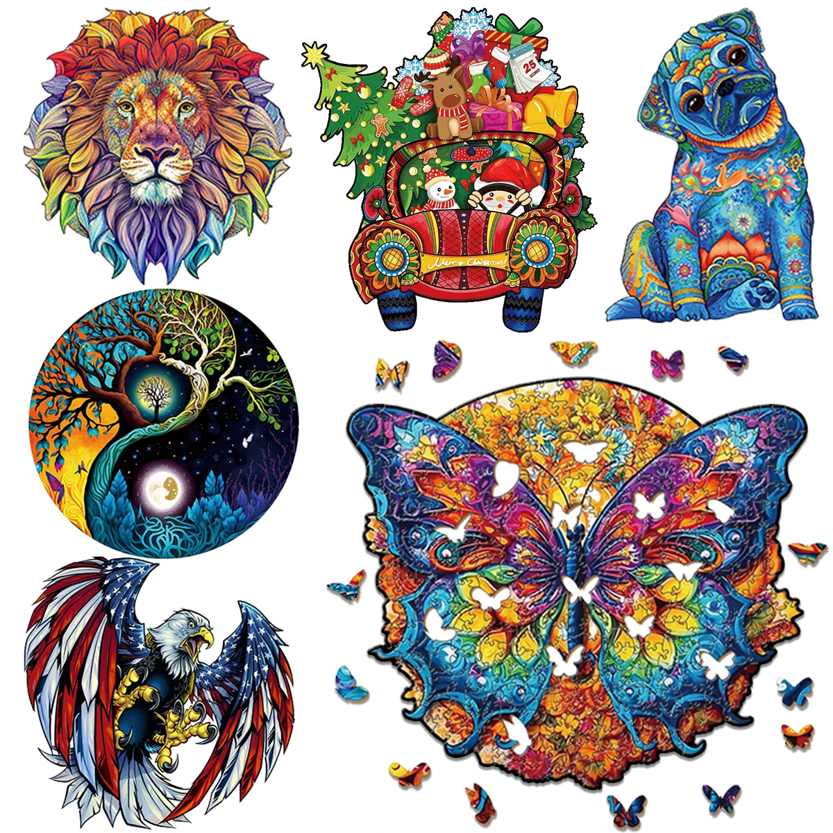 Colorful-Butterfly-Wooden-Jigsaw-Puzzle-3D-Animals-Shape-Kids-Puzzle ...
