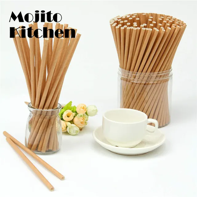 50pcs Eco Friendly Vintage Kraft Paper Straws Wedding Favors Drinking ...