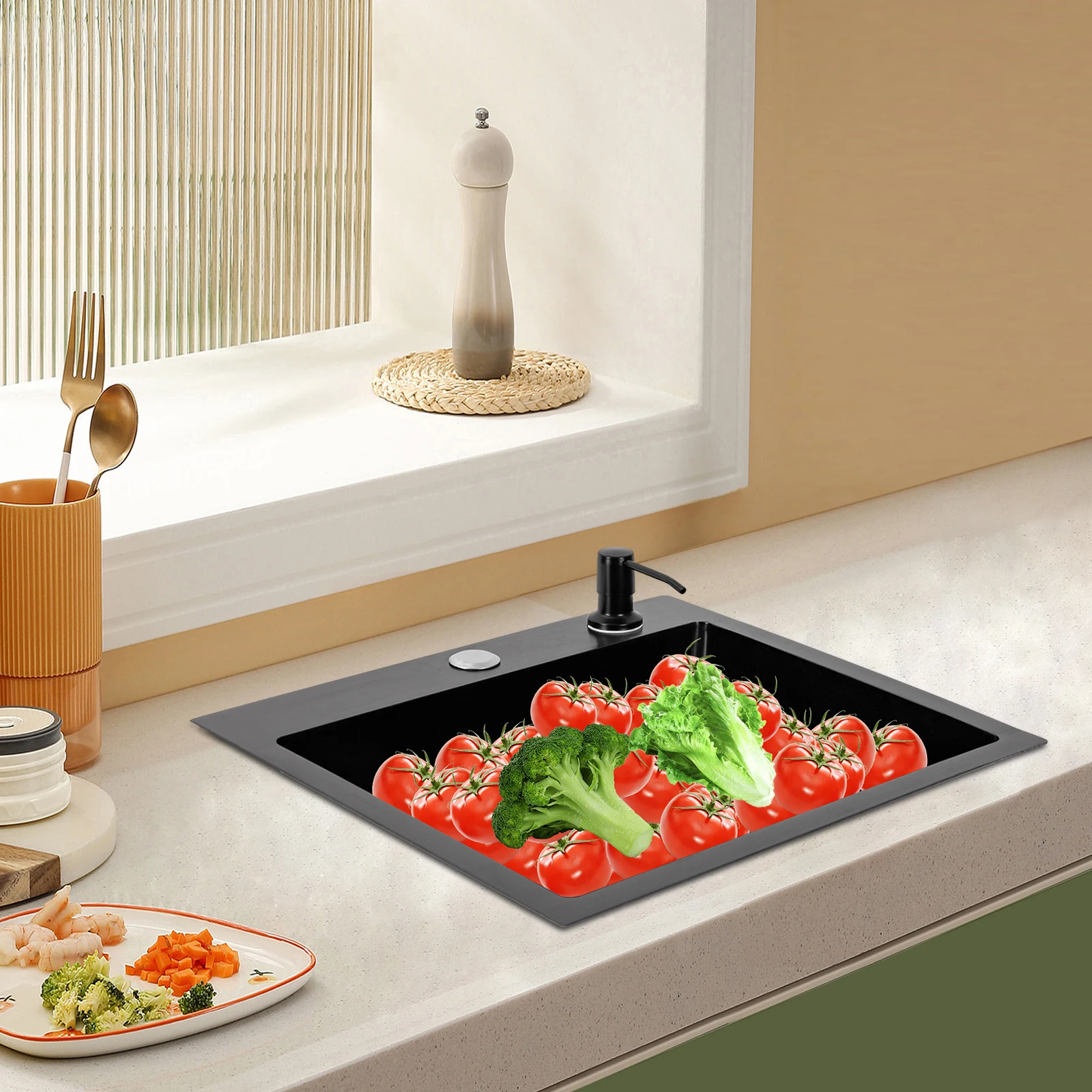 Embedded-Kitchen-Sink-With-Drainage-Basket-Rectangular-Stainless-Steel ...