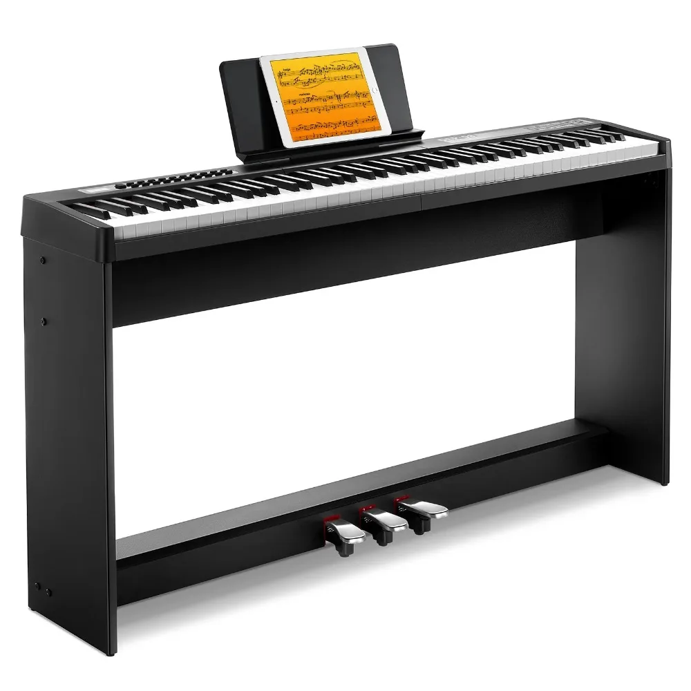 Portable Piano Set for Beginner with Velocity Sensitive Keys, LCD ...