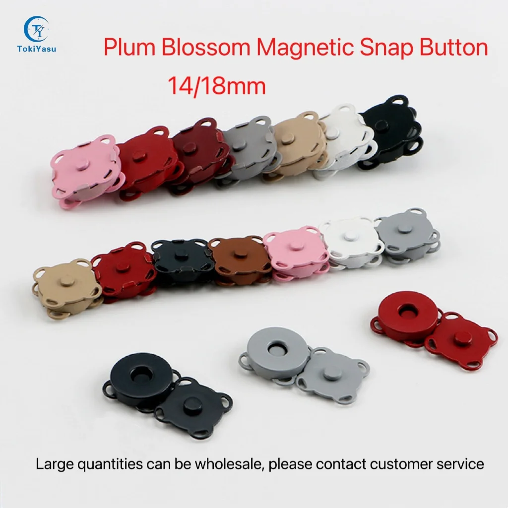 10 Sets 14mm Metal Plum Blossom Magnetic Snap Buttons Sew-on Clasps ...