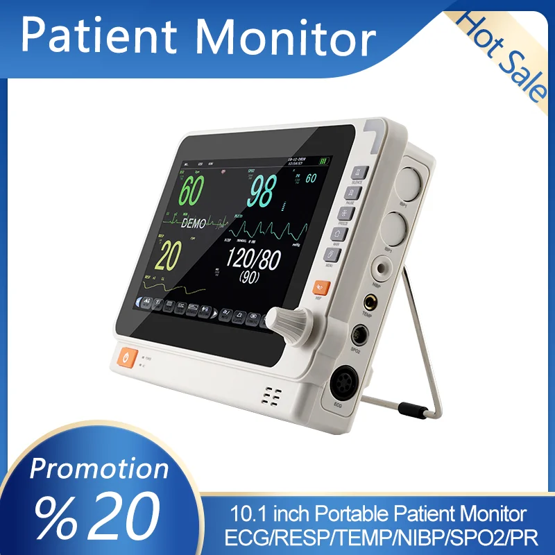 10. monitor 6 Parameter portátil dos sinais vitais do monitor paciente ECG/RESP/TEMP/NIBP/SPO2 ...