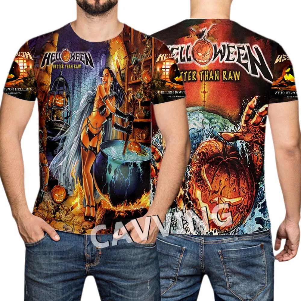New-Fashion-Women-Men-s-3D-Print-Helloween-Band-Casual-T-shirts-Hip-Hop ...