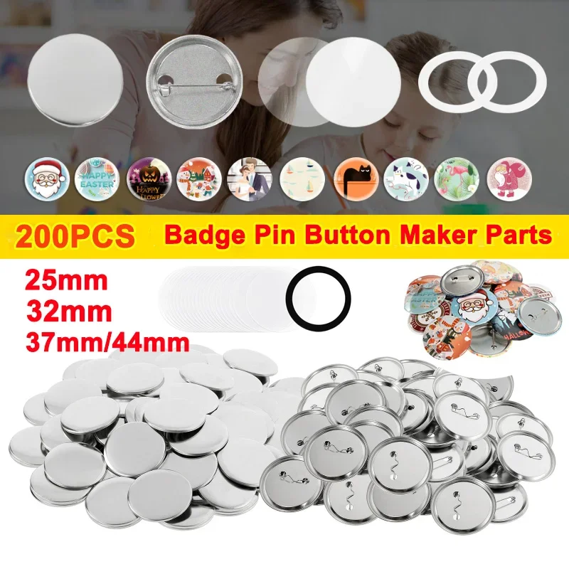 200Sets-Metal-Badge-Pin-Button-Maker-Parts-25mm-32mm-37mm-DIY-Blank ...