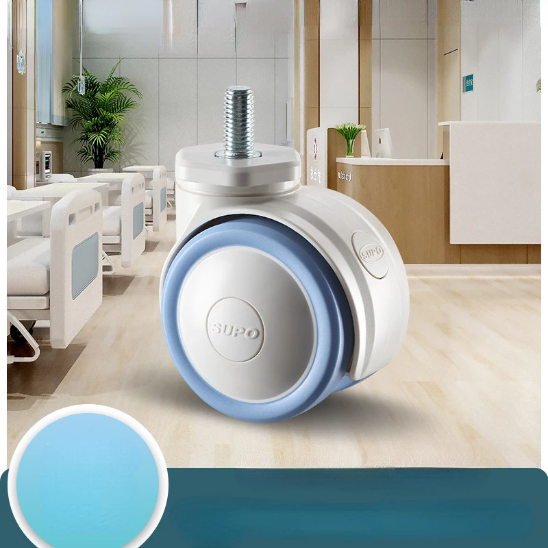 2inch 2.5inch white Medical casters PU wheels With Point brake M10x20 screw Convenient For ...