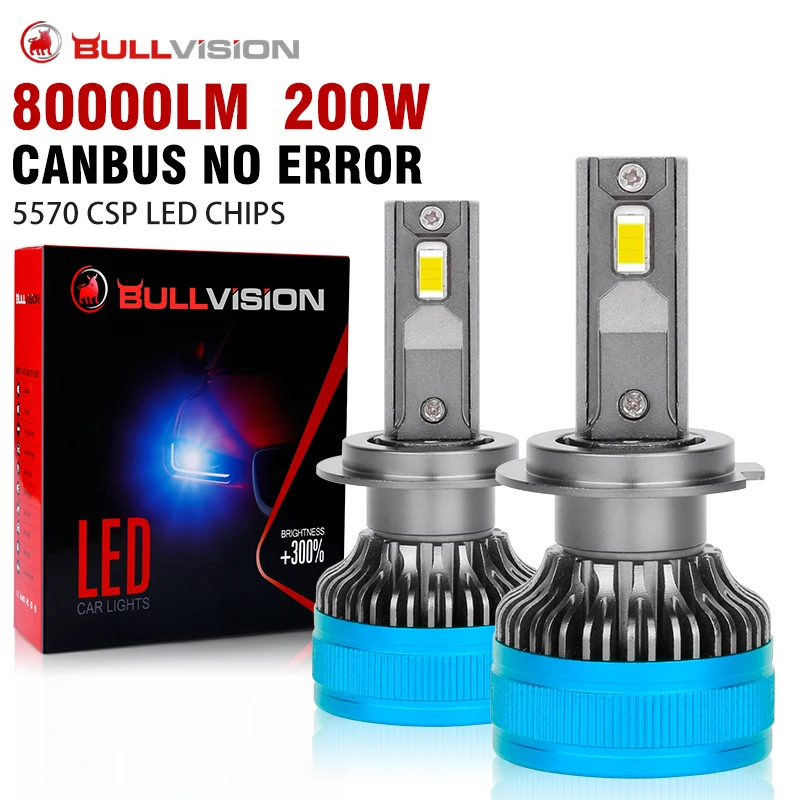 80000LM 200W H7 LED Canbus Car Headlights Bulbs H1 H4 HB3 9005 HB4 9006 ...
