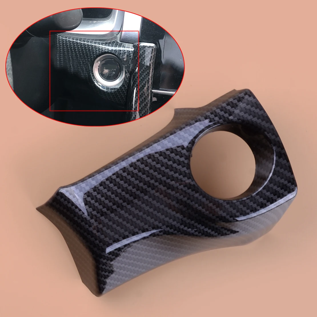 Carbon Fiber Style Car Start Stop Ignition Button Cover Trim Fit for ...