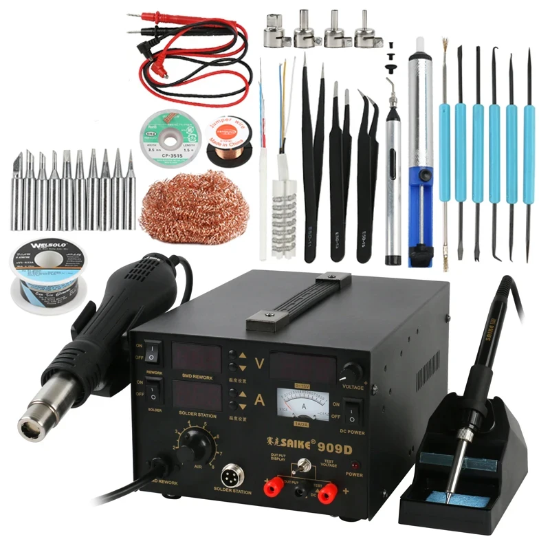 SAIKE-909D-SMD-Retrabalho-Esta-o-De-Solda-3-em-1-Heat-Gun-Desoldering ...