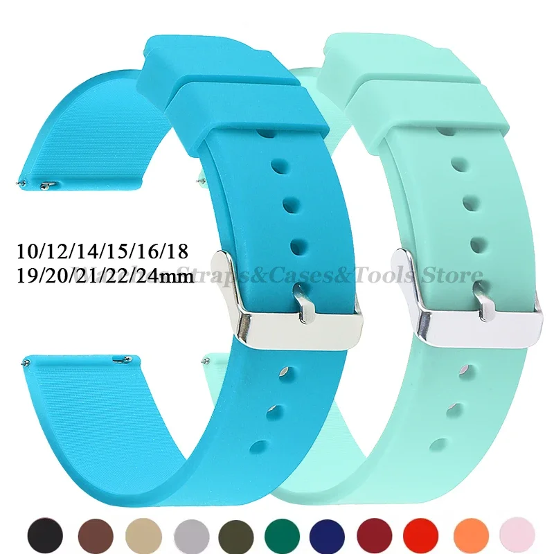 Soft-Silicone-Watch-Band-10-12-14-15-16-18-20mm-21mm-22mm-24mm-Quick ...