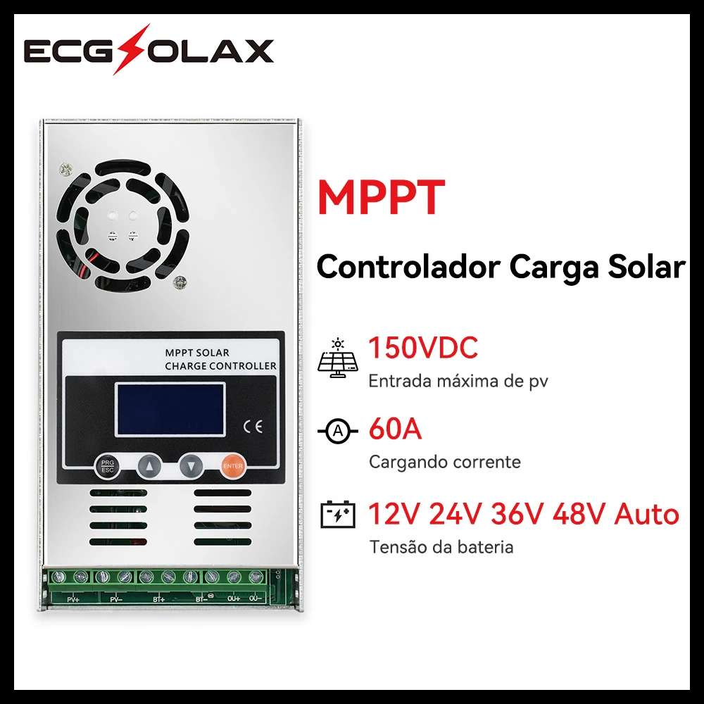 ECGSOLAX controlador carga solar mppt MPPT Controlador de Carga Solar Auto Regulador Painel ...