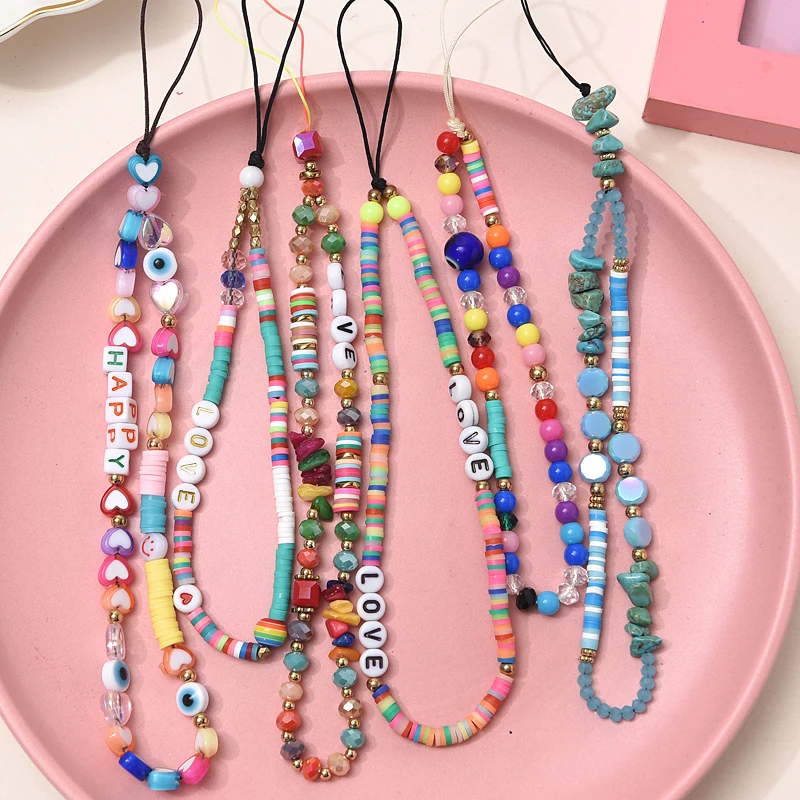 Fashion-Women-Clay-Stone-Beads-Acrylic-Mobile-Phone-Chain-For-Cellphone ...