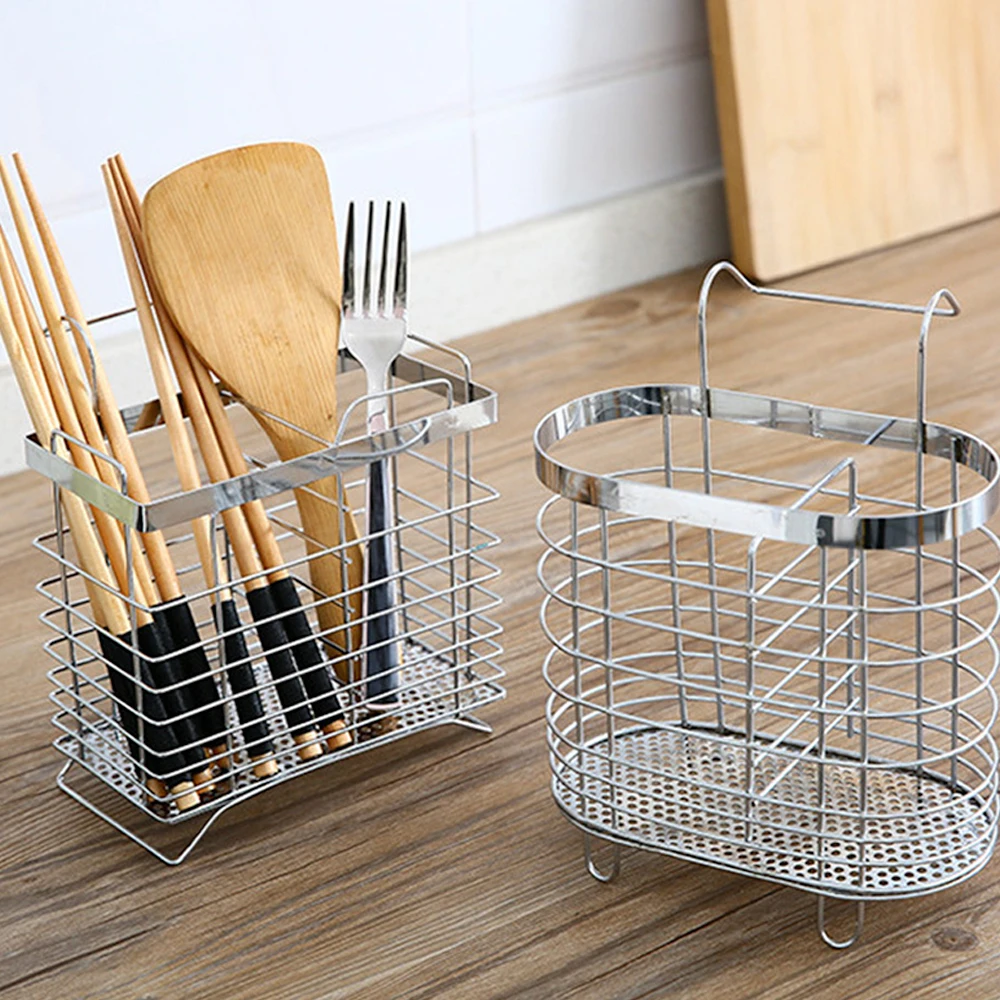 Metal-Hanging-Cutlery-Holder-Drainer-Spoon-Fork-Chopsticks-Storage ...