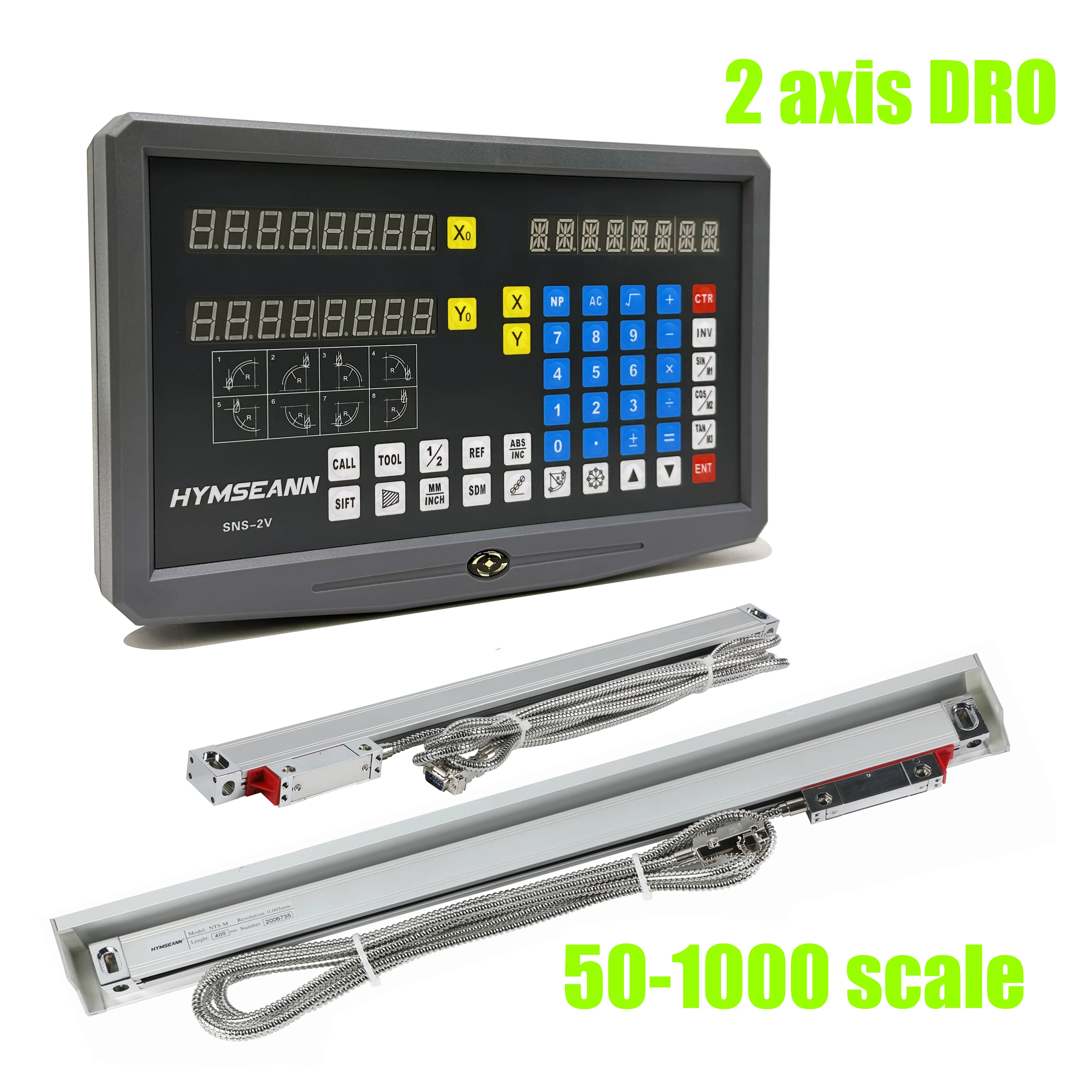 Hymseann Display Digital Readout, Kit DRO de 2 Eixos, Fresagem Torno Grider, Régua Óptica ...