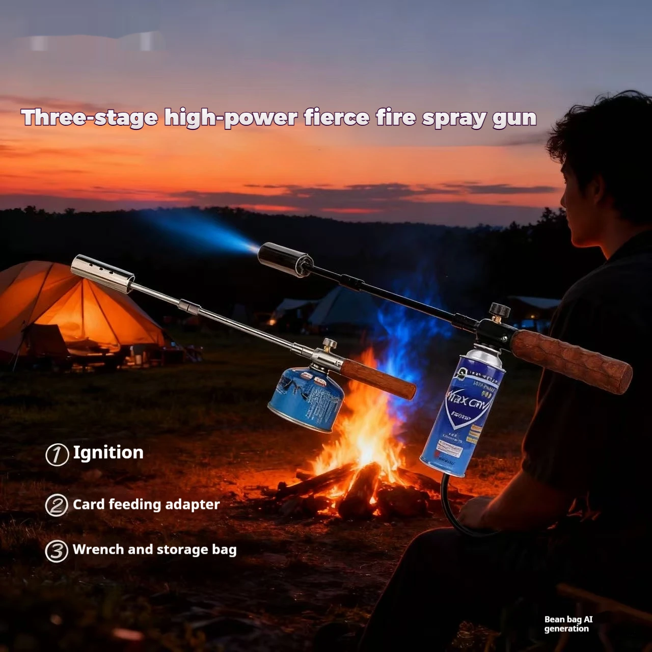 Camping Long Flame Igniter Outdoor Portable Wooden Handle Burner Picnic ...