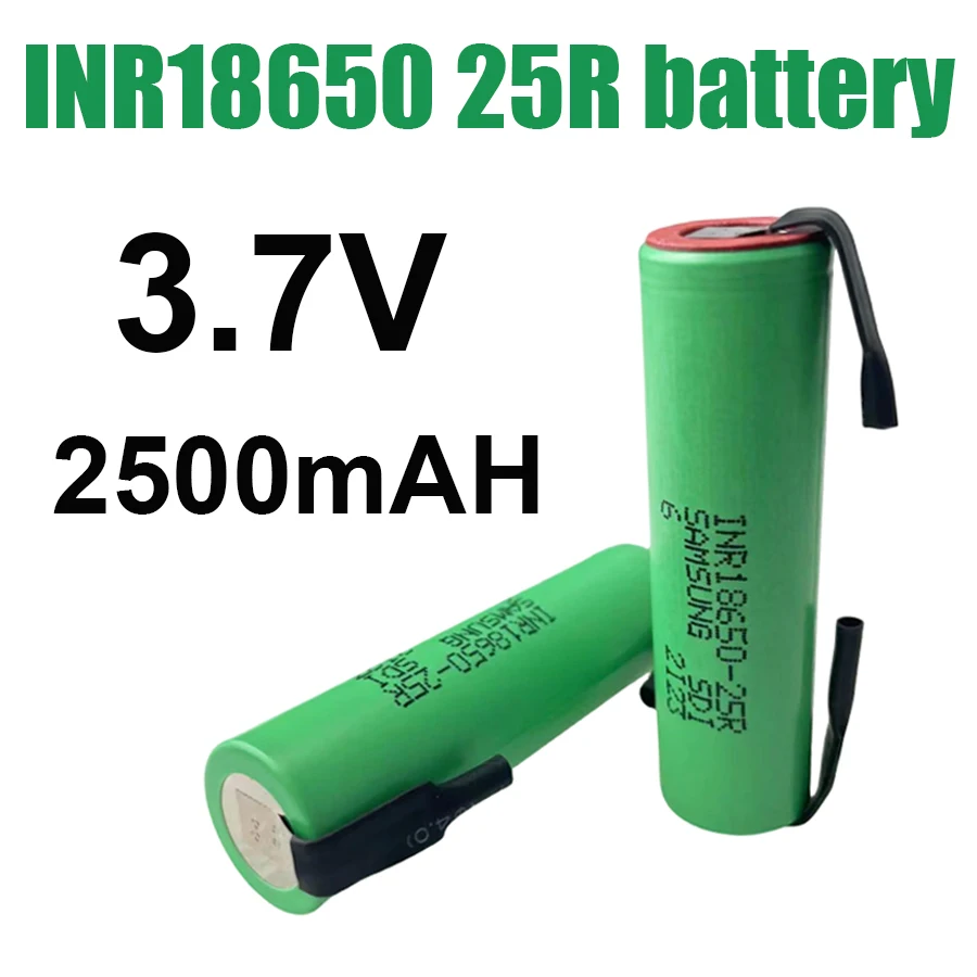New-18650-2500mAh-Rechargeable-Battery-3-7V-INR18650-25R-High-Current ...