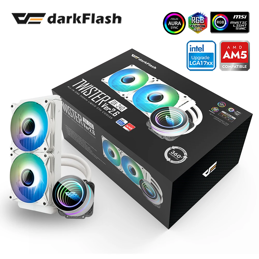 Darkflash 240mm Argb Infinity Space Liquid CPU Water Cooler 4 Pin Pwm 3 ...