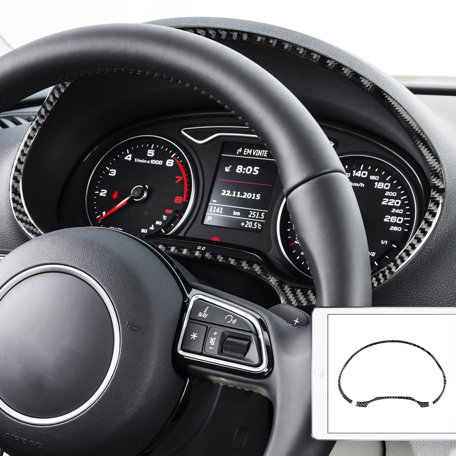 For-Audi-A3-S3-RS3-8V-2013-2019-Carbon-Fiber-Speedometer-Surround ...