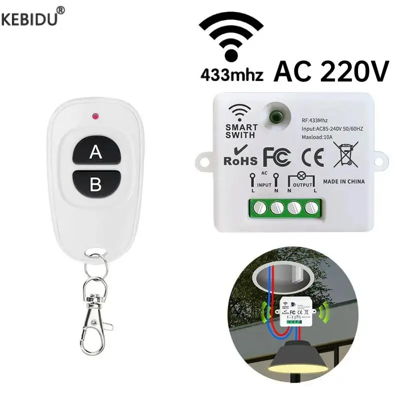433MHz-Wireless-RF-Remote-Control-Switch-AC-110V-220V-Relay-Mini ...