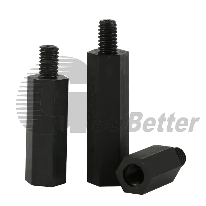 M4 Male Female Hex Nylon Standoff Spacer PCB Motherboard Black Plastic ...