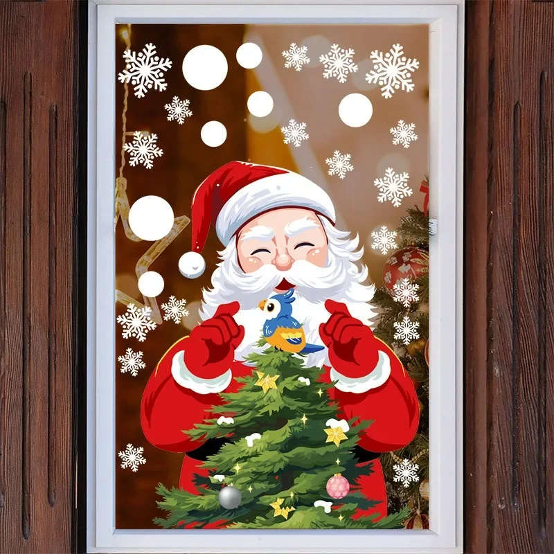Christmas-Santa-Claus-Wall-Sticker-Cartoon-Snowman-Window-Glass-Static ...