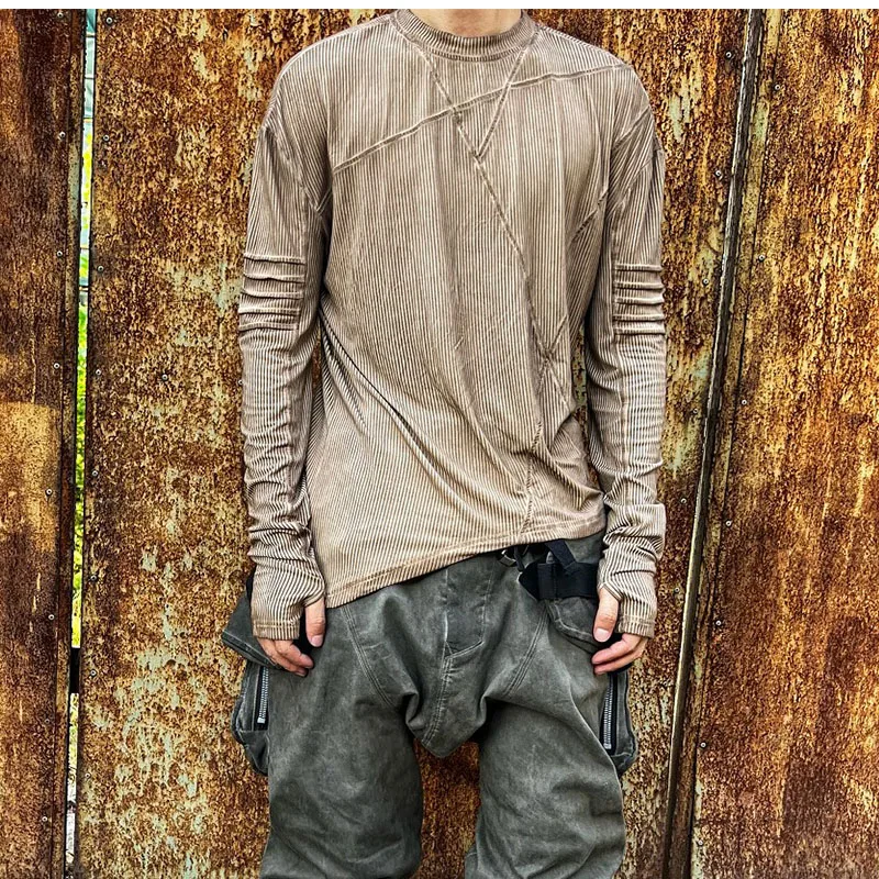 Waste-Soil-Style-Tees-Round-Neck-Elastic-Asymmetrical-Hem-Patchwork-Wax ...