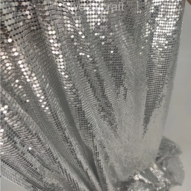 2022 Fashion Glomesh Flexible Metal Sequin Mesh Fabric Silver Color for ...