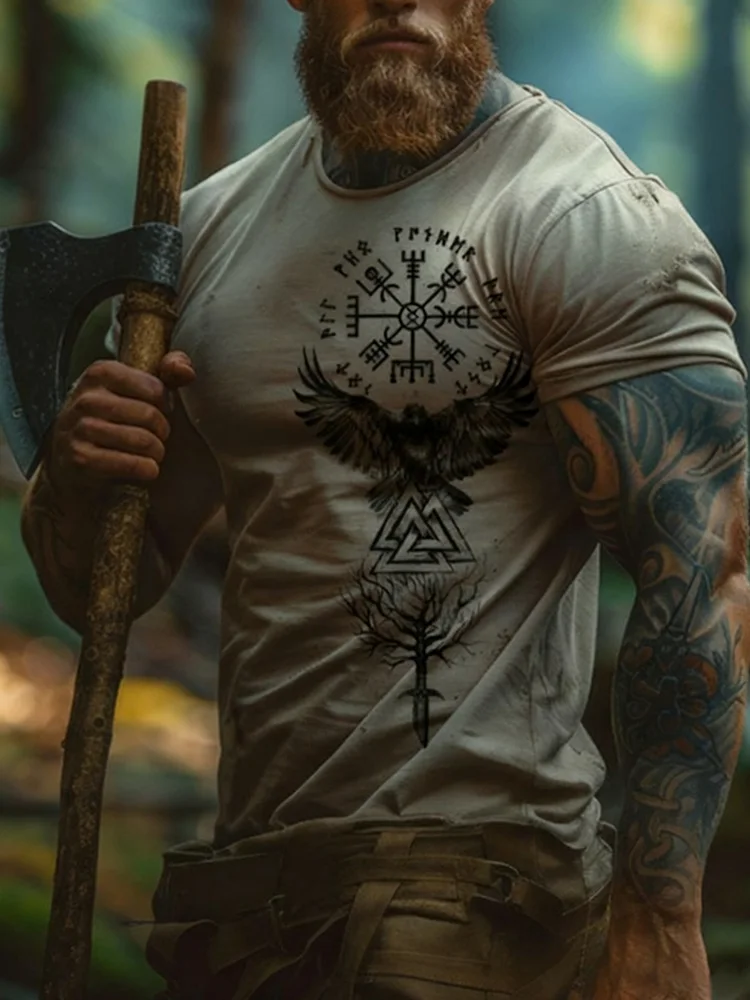 Camiseta deportiva con estampado de cuervo Retro para hombre, camiseta ...
