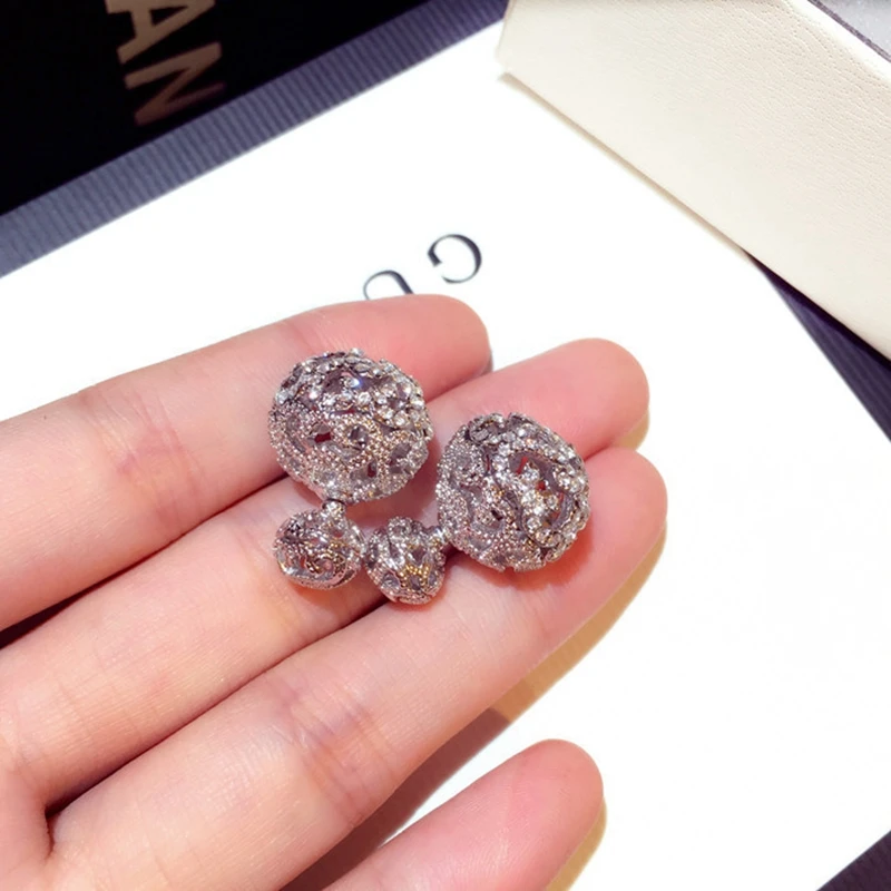 Trendy Crystal Double Side Stud Earring Jewelry For Women Accessory ...
