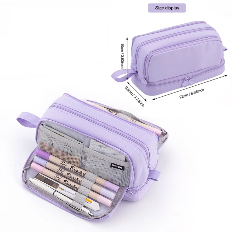3-or-4-Compartment-Purple-Large-Pencil-Case-Pen-Bag-School-Student ...