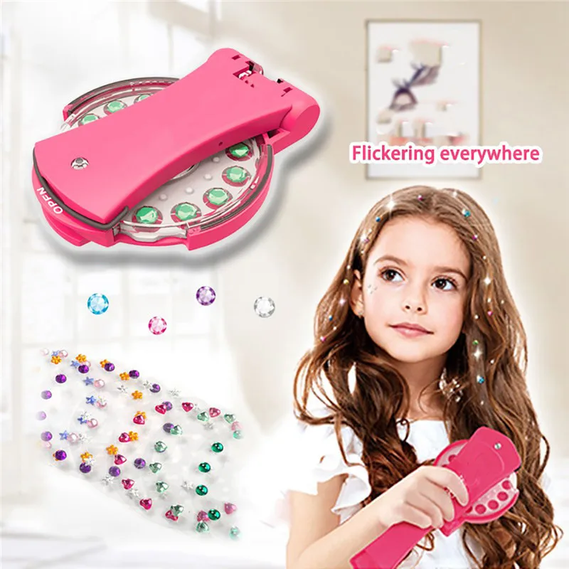 Funny-Kids-Girls-180-Gems-Hair-Gems-Kit-Princess-Makeup-Toys-Set ...